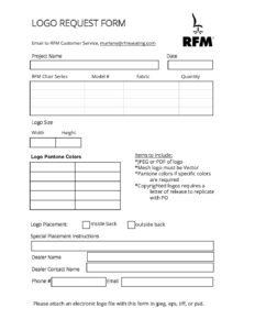 RFM Logo Placement Form - RFM Seating